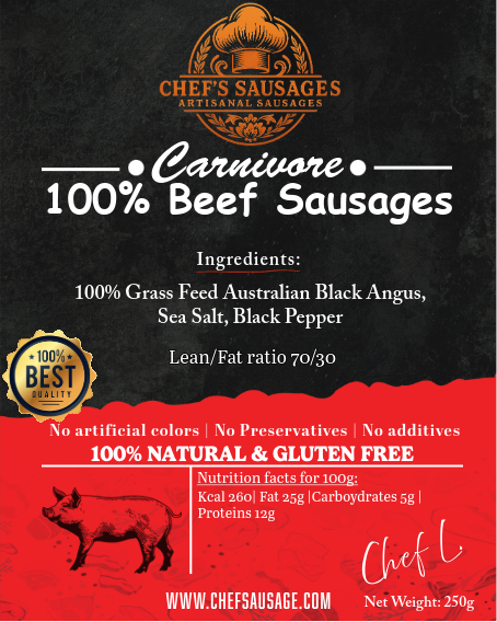 100% Beef Carnivore Sausage - Chef's Sausage